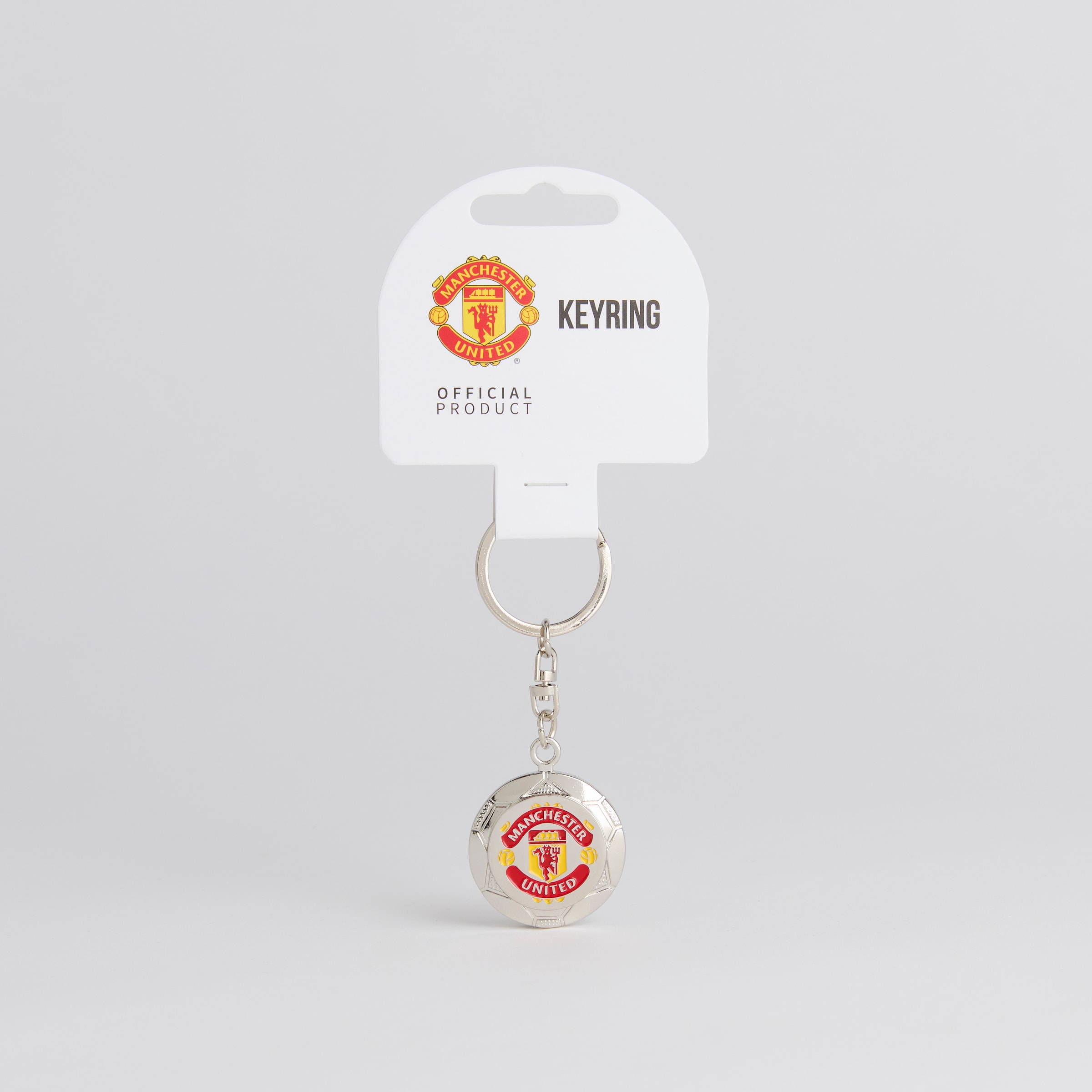 Buy Manchester United Flat Football Keyring Silver | Manchester United ...