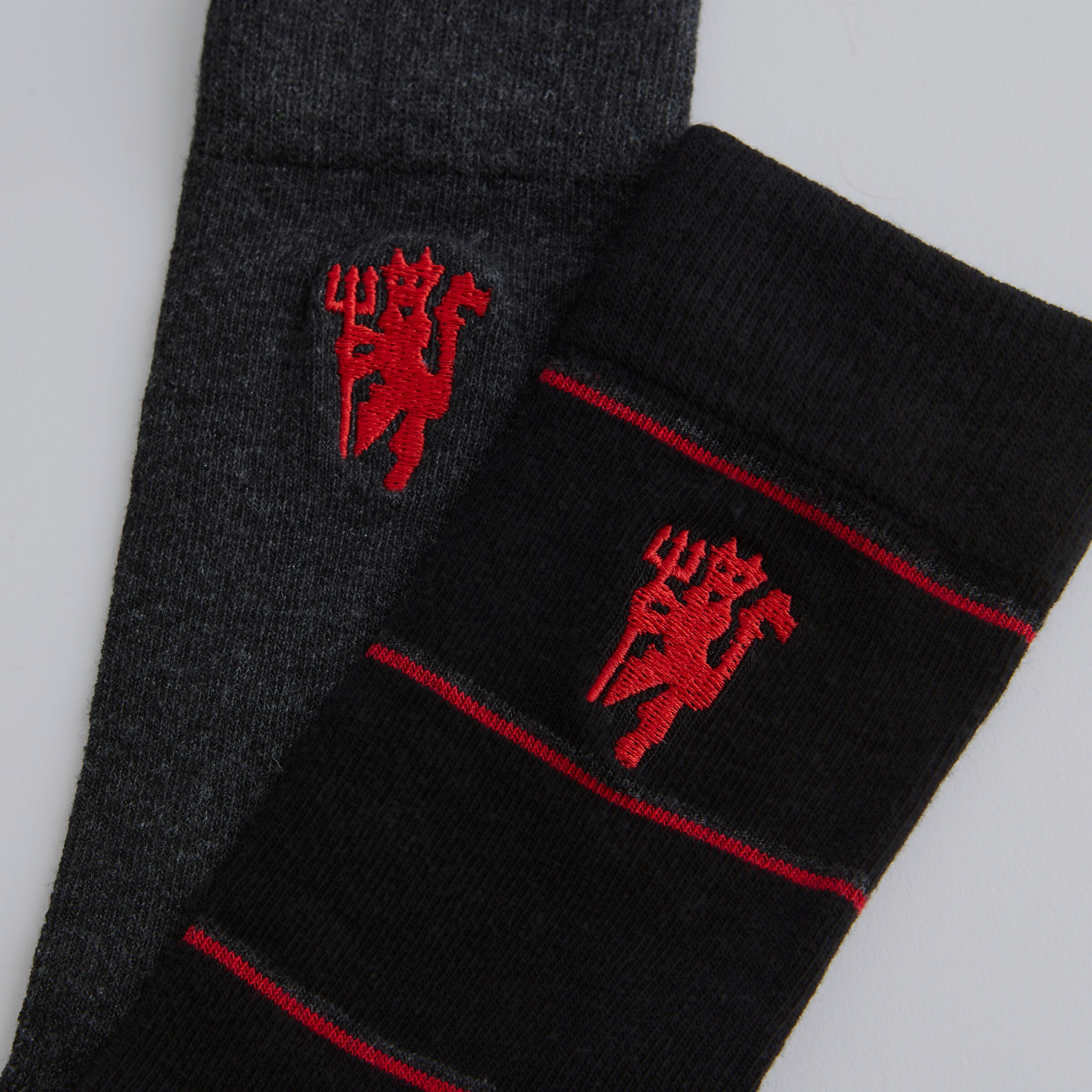 Buy Manchester United Devil Emblem Socks 2 Pack Black | Manchester ...
