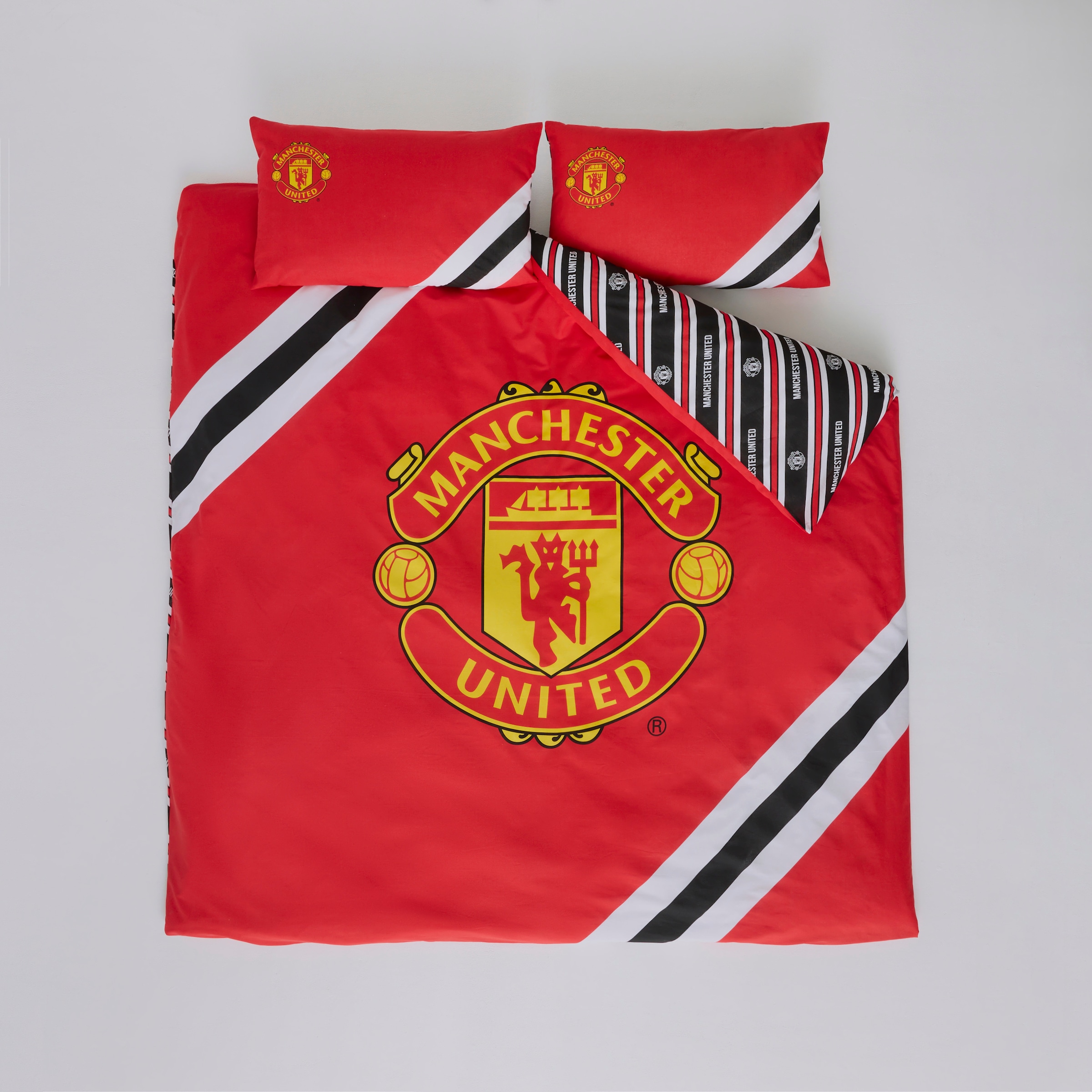 Acheter Manchester United Core Stripe Double Duvet Cover Red | Boutique ...