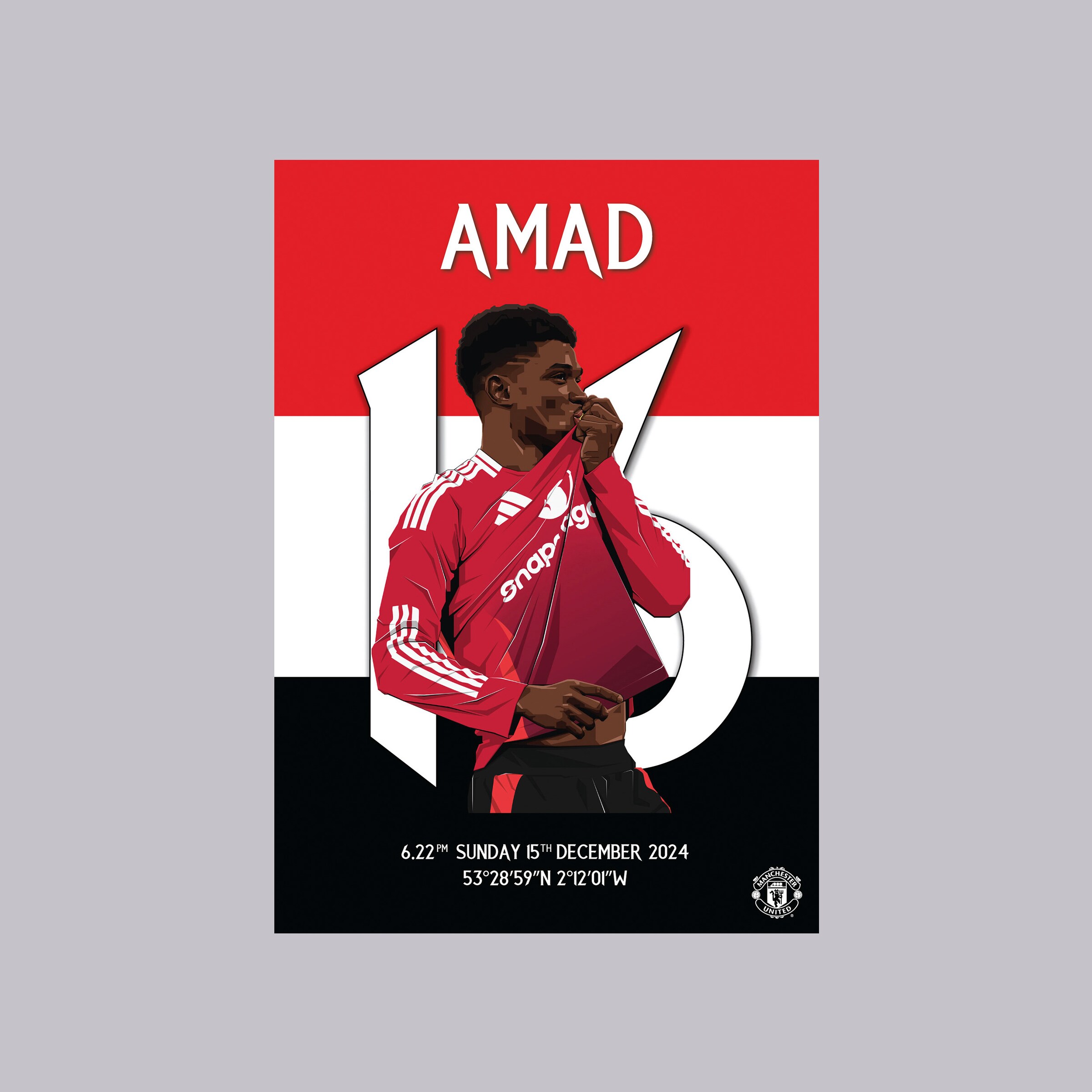 Compra Manchester United Amad Derby Goal Iconic Moments A2 Poster Red ...