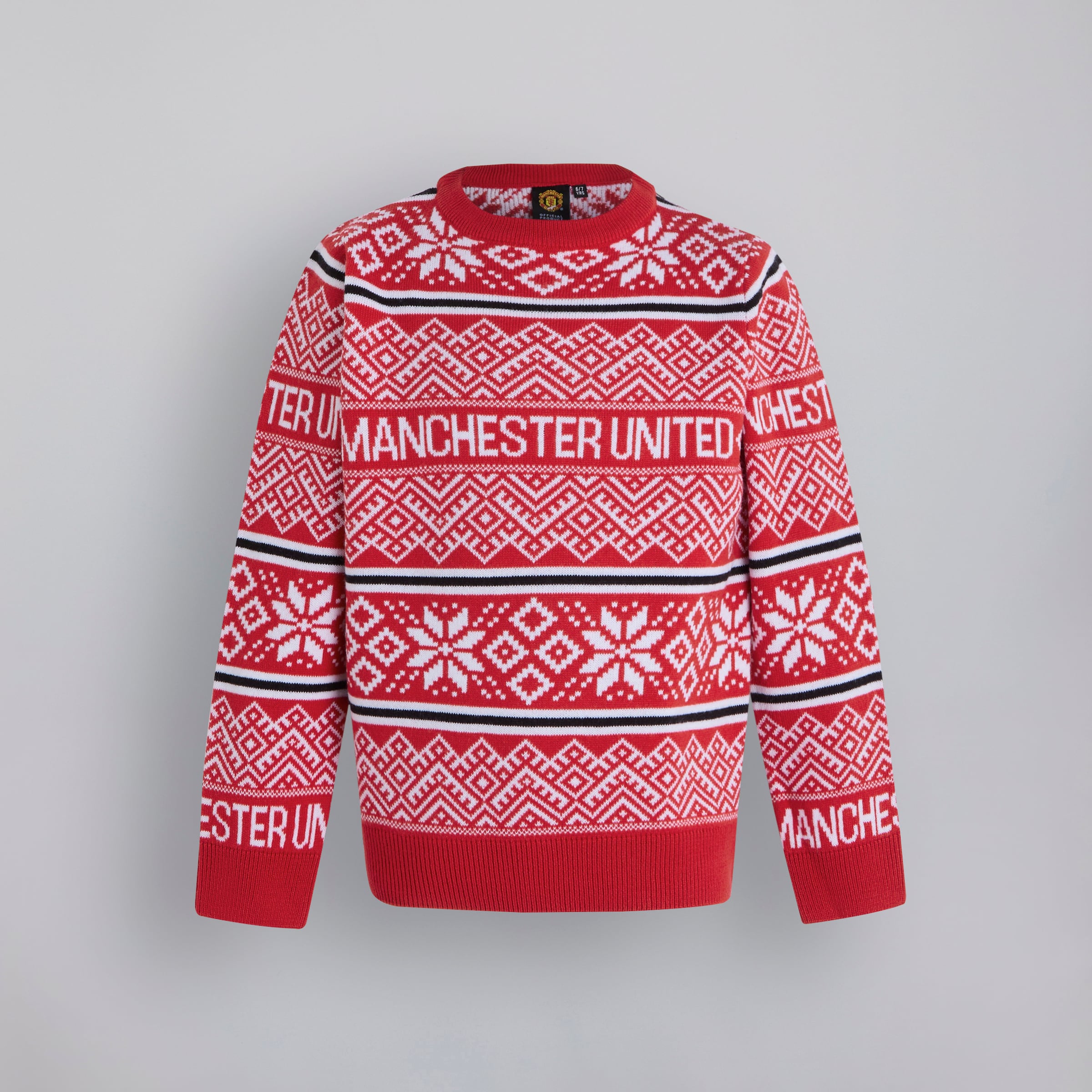 Buy Manchester United Kids Fairisle Christmas Jumper Red | Manchester ...