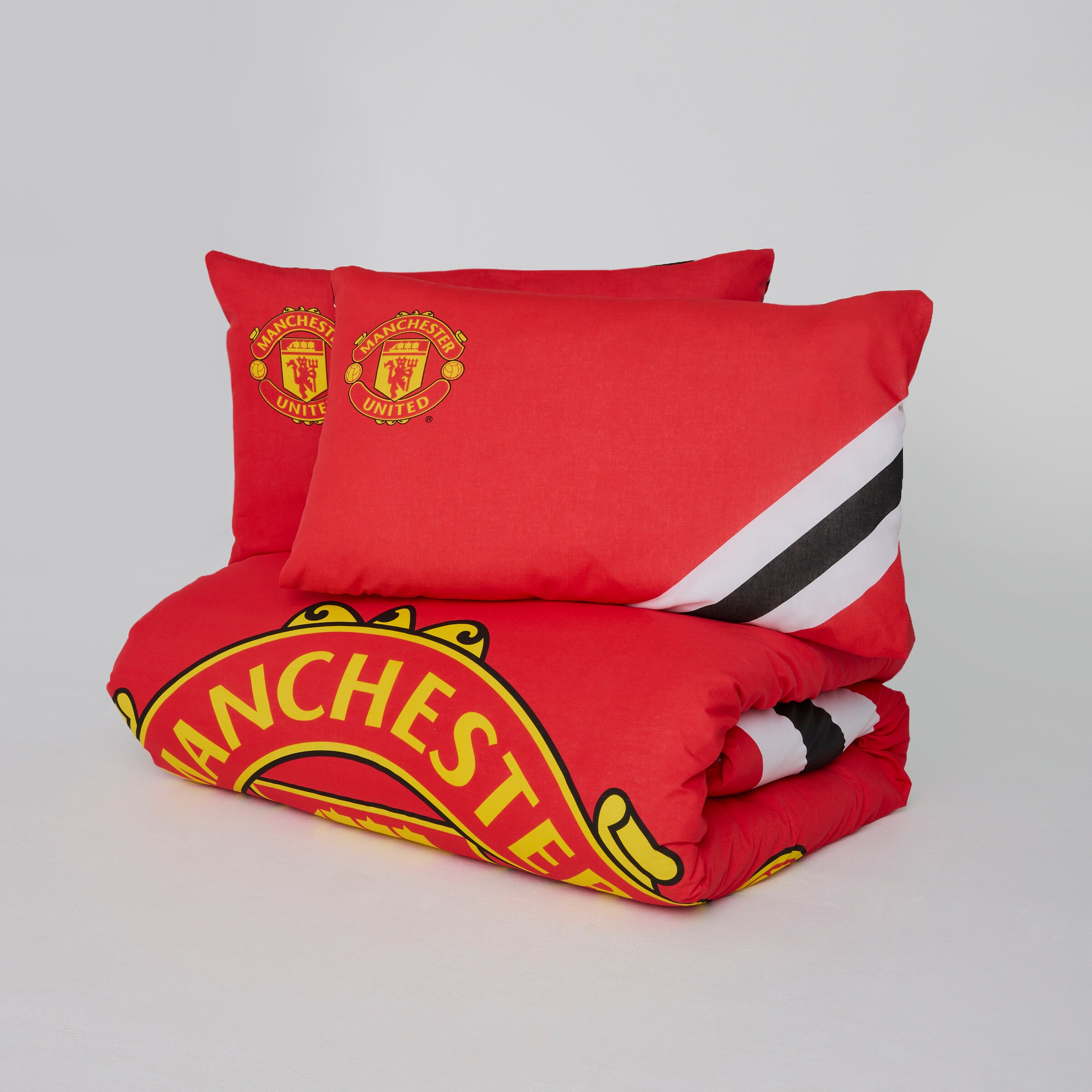 Buy Manchester United Core Stripe Double Duvet Cover Red | Manchester ...